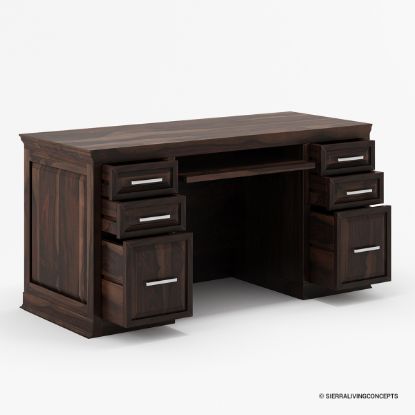 Real Solid Wood Desks For Home Office - Wooden Desks with Drawers.